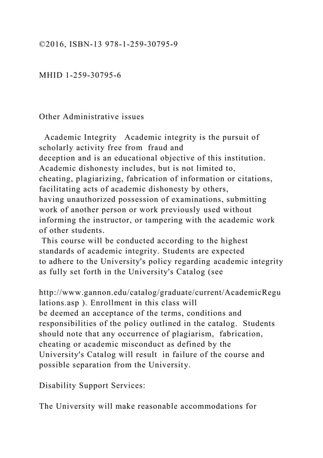 GANNON UNIVERSITY THE DAHLKEMPER SCHOOL OF BUSINESS .docx