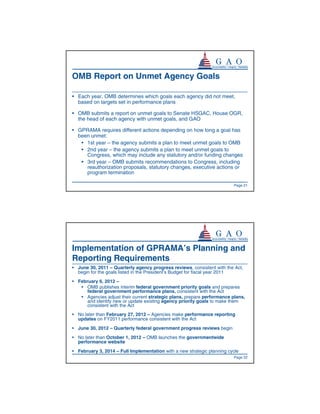 GPRA Modernization Act Overview (GAO-Benjamin Licht) | PDF