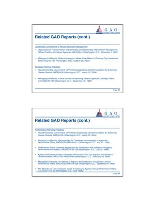 GPRA Modernization Act Overview (GAO-Benjamin Licht) | PDF
