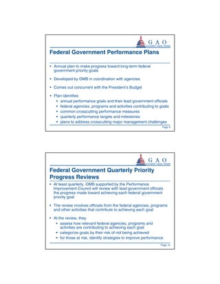 GPRA Modernization Act Overview (GAO-Benjamin Licht) | PDF