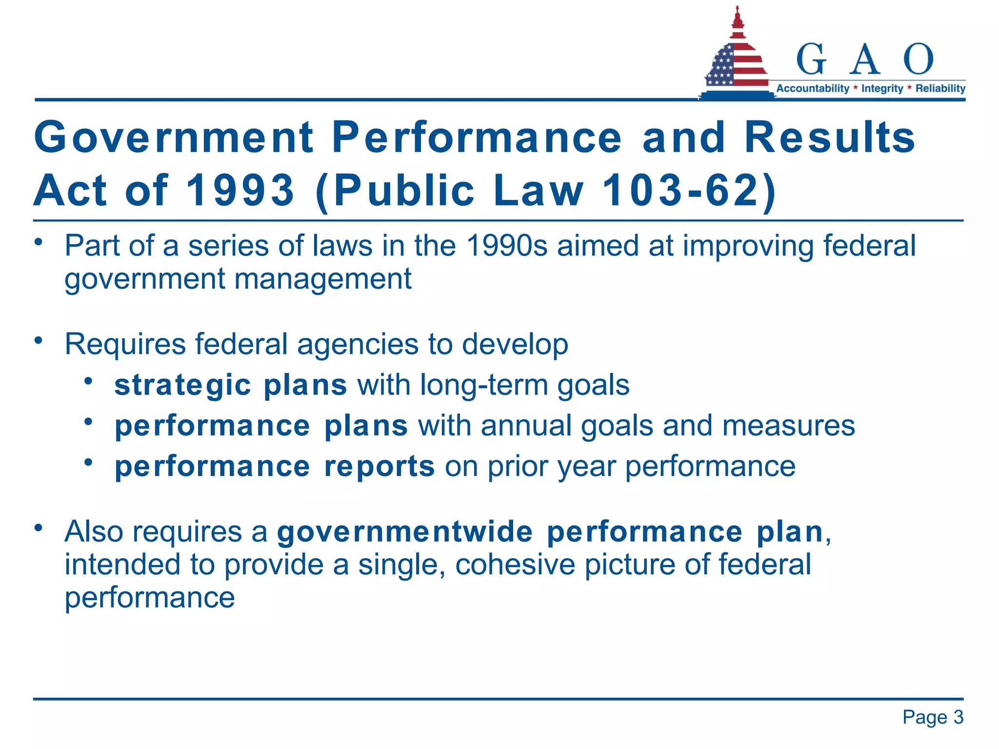 GAO GPRA Modernization Act Overview | PPT