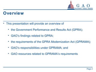 GAO GPRA Modernization Act Overview | PPT