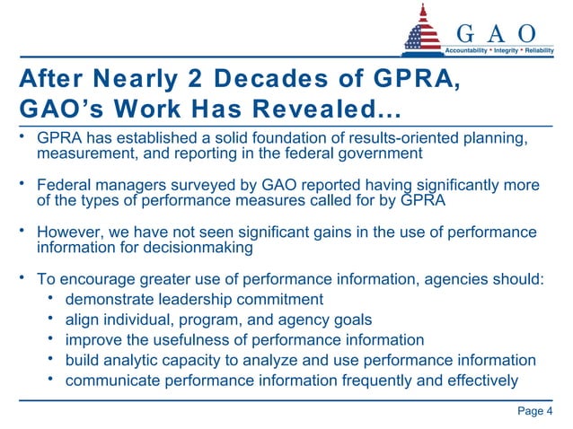 GAO GPRA Modernization Act Overview | PPT