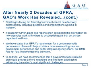GAO GPRA Modernization Act Overview | PPT