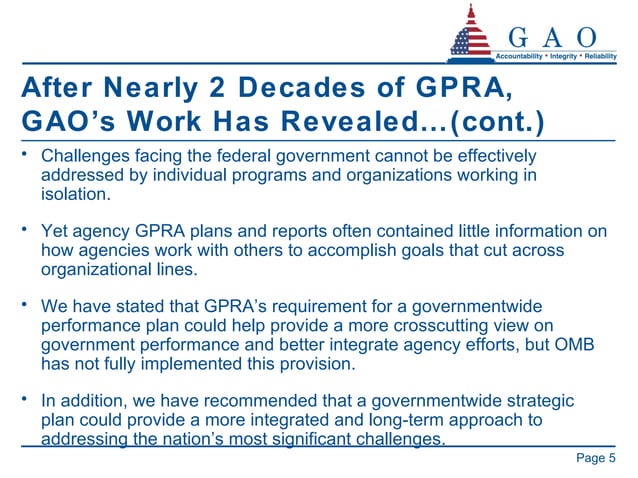 GAO GPRA Modernization Act Overview | PPT