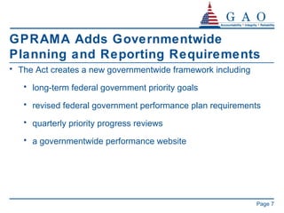GAO GPRA Modernization Act Overview | PPT