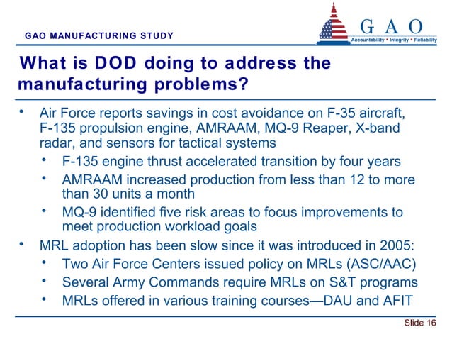 GAO Manufacturing Presentation | PPT