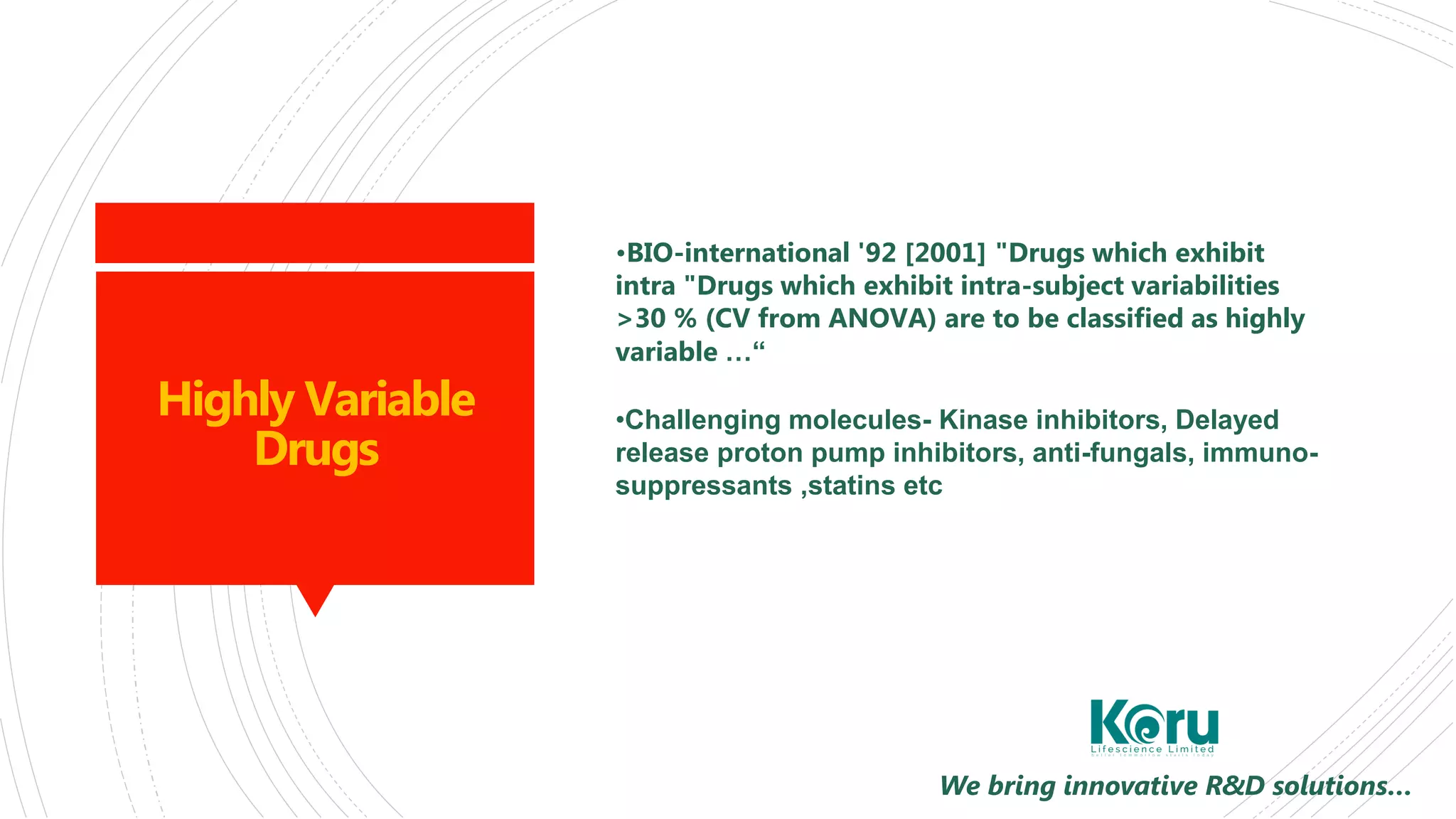 Formulation and BE Study Design of Highly Variable Drugs | PDF