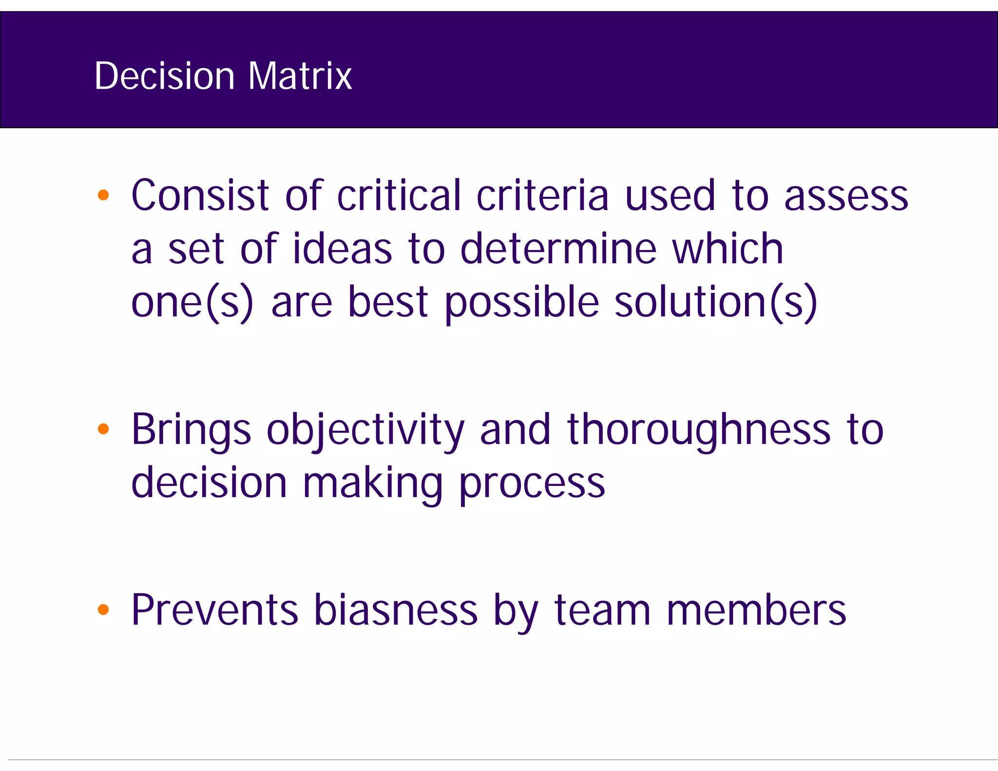 GAP Analysis, Decision Matrix & Affinity diagrams | PDF