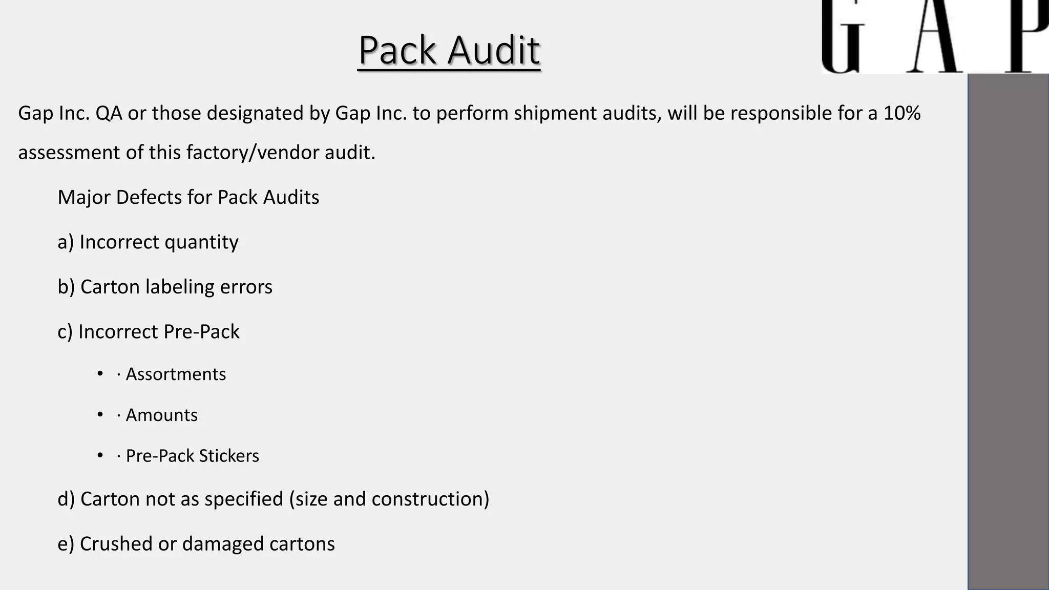 Gap inc. quality assurance manual | PPTX