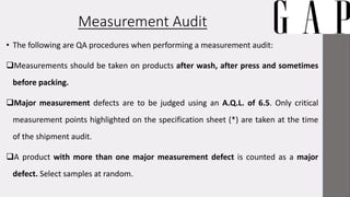 Gap inc. quality assurance manual | PPTX