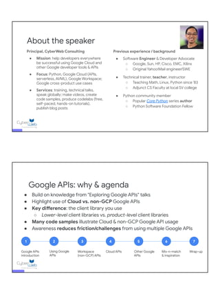 Exploring Google APIs 102: Cloud vs. non-GCP Google APIs | PDF