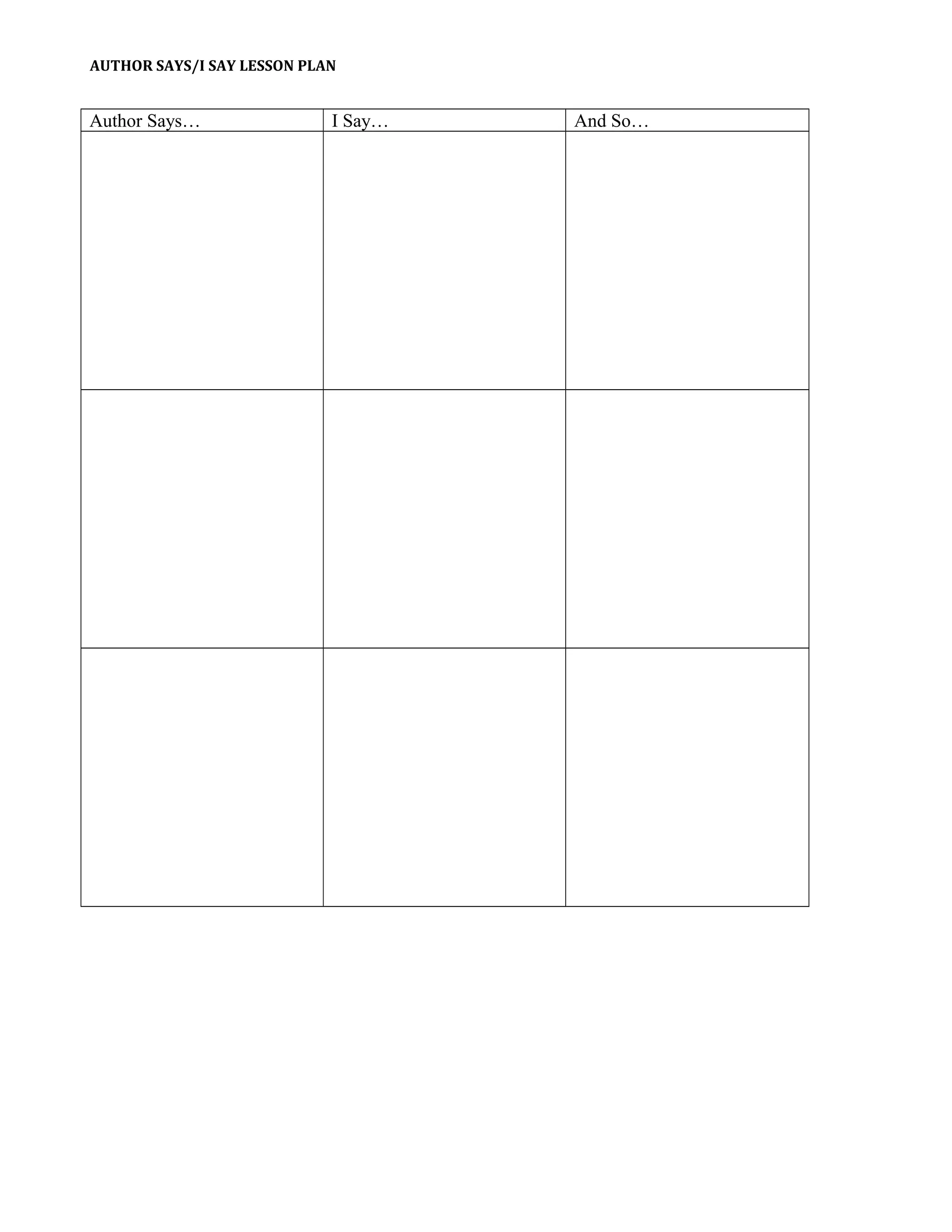 Author says i say lesson plan | PDF