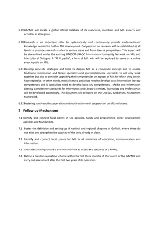 (GAPMIL) FRAMEWORK AND PLAN OF ACTION FOR THE GLOBAL ALLIANCE FOR ...