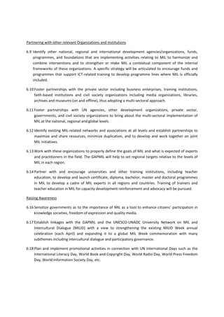 (GAPMIL) FRAMEWORK AND PLAN OF ACTION FOR THE GLOBAL ALLIANCE FOR ...