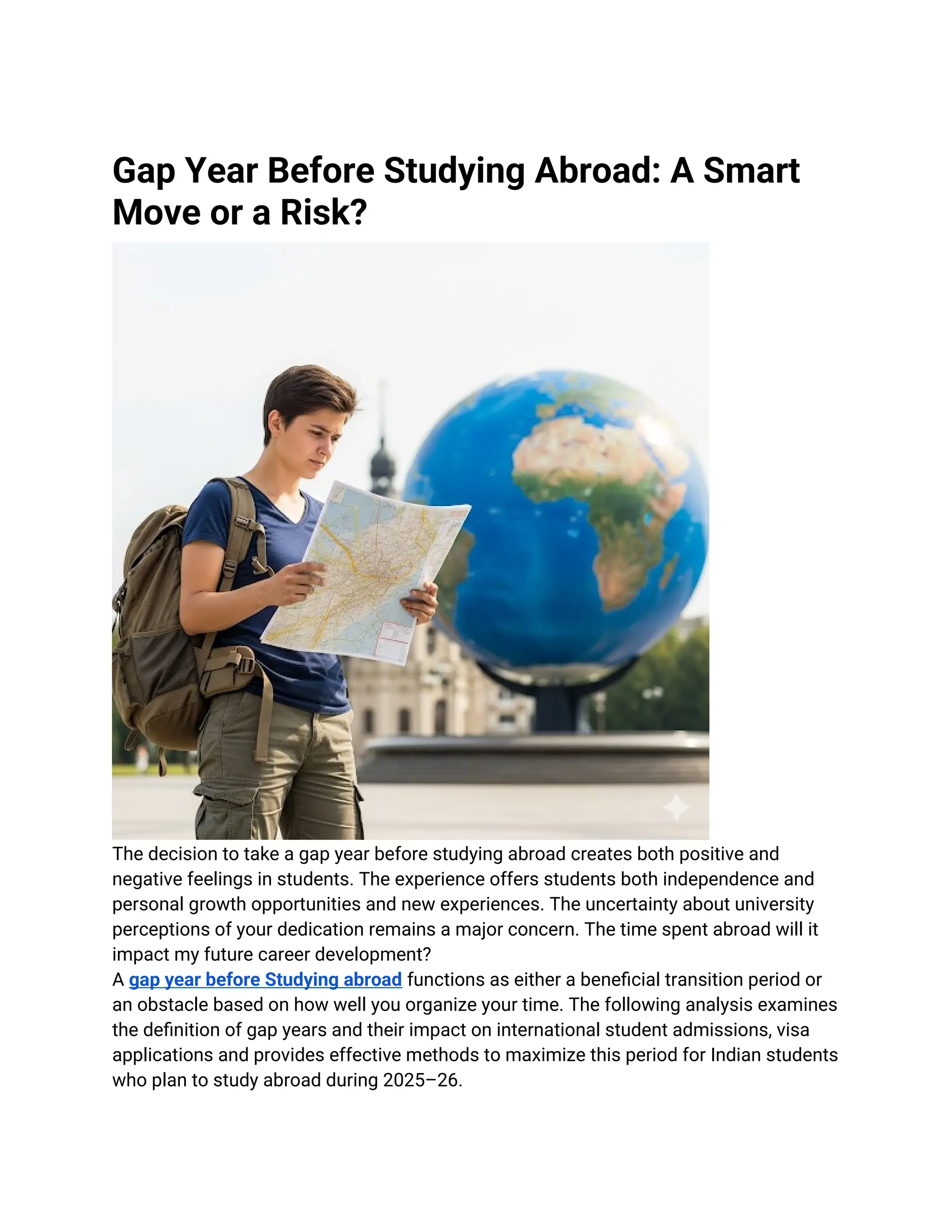 gap year before studying abroad for Indian student | DOCX