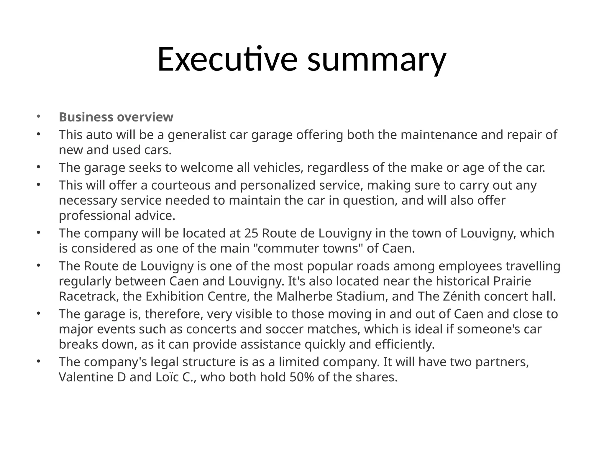 garage proposal document every car and .pptx