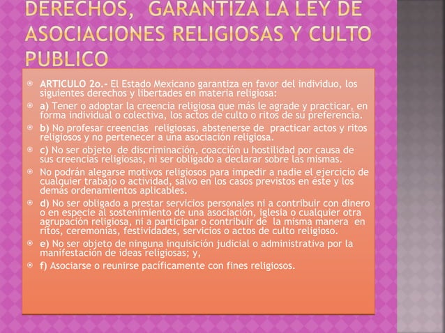 Garantía De Libertad De Culto Y Creencia Ppt