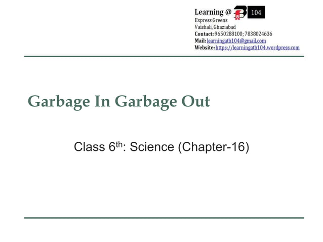 Garbage In Garbage Out Chapter Ppt 1pptx Environment Science