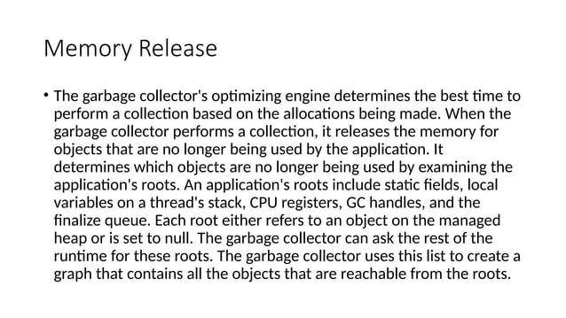 Garbage collection in C#,important topic | PPTX | Operating Systems | Computer Software and ...