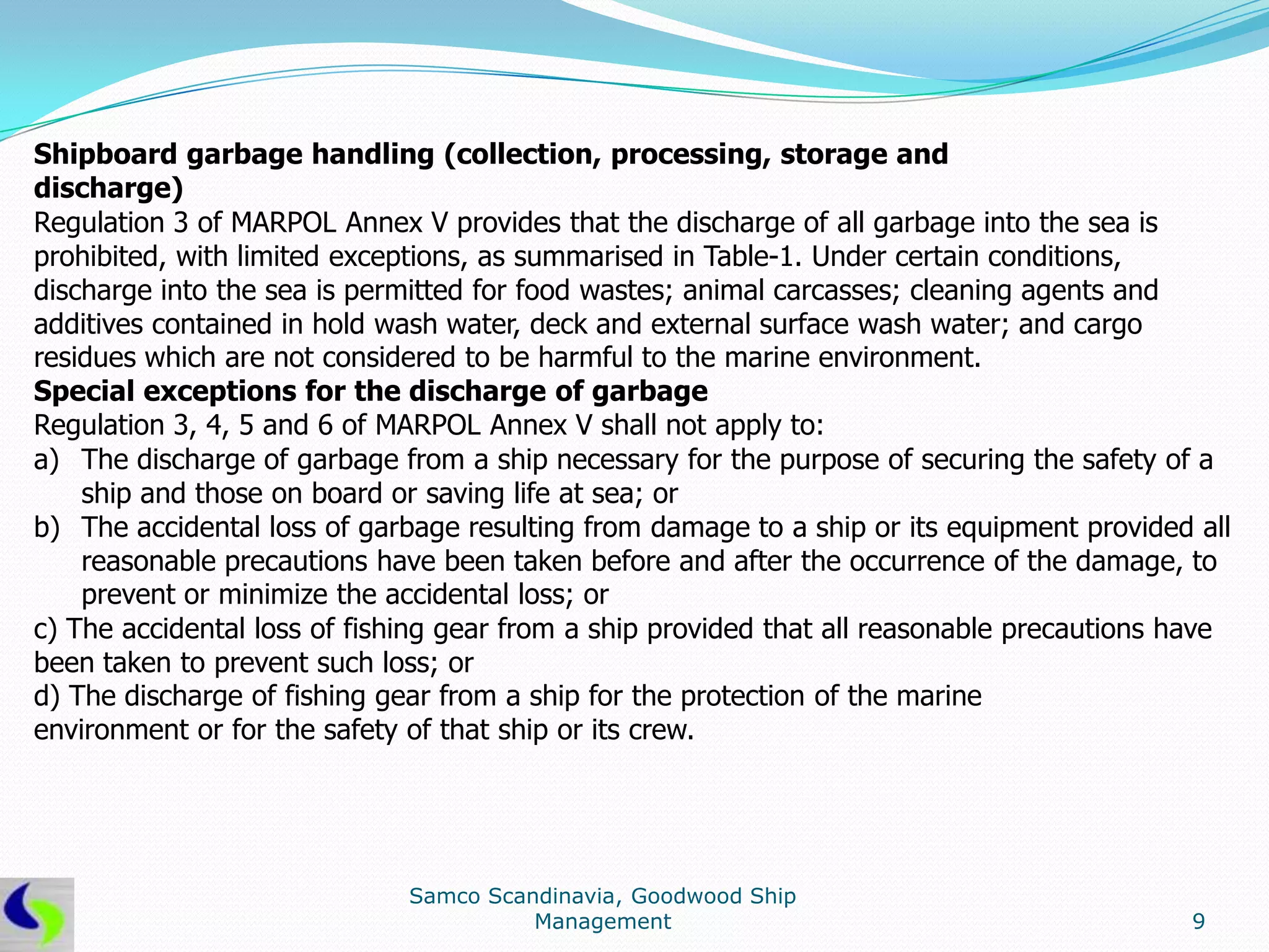 Garbage management marpol 2012 training | PPSX