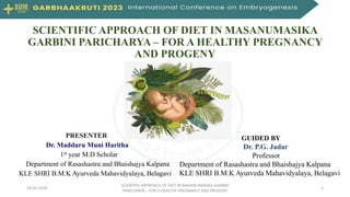 SCIENTIFIC APPROACH OF DIET IN MASANUMASIKA GARBINI PARICHARYA – FOR A ...