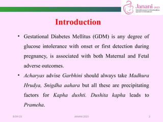 Management of GDM wsr Garbhini Prameha - a case Study | PPT | Free Download