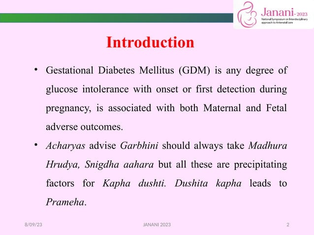 Management of GDM wsr Garbhini Prameha - a case Study | PPT