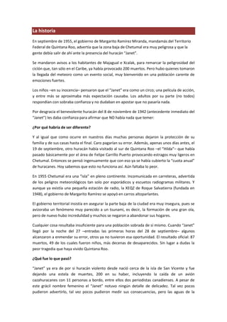 Suceso histórico. Huracán Janet. 1955 | PDF
