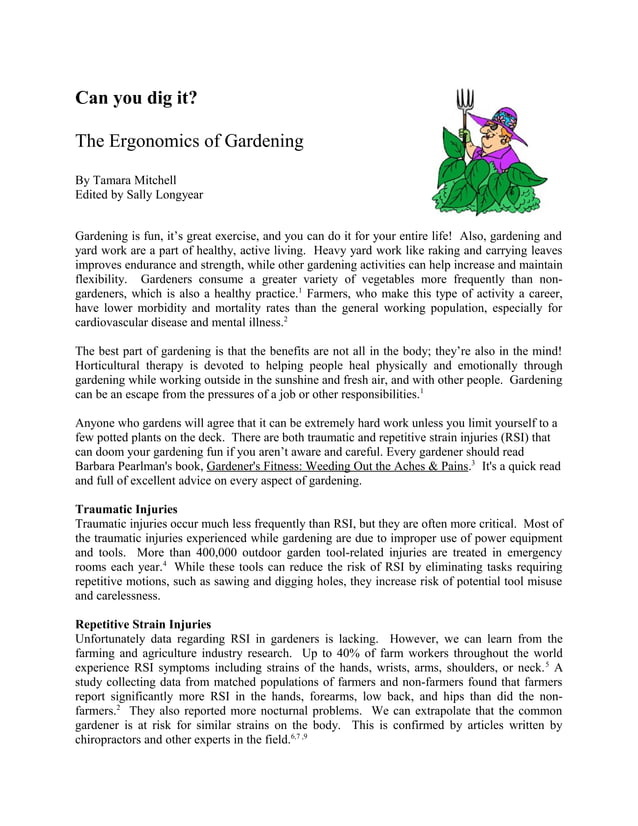 Can you dig it - The Ergonomics of Gardening | PDF | Physical Therapy ...