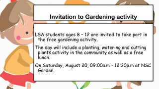 Gardening for kids Activity | PPTX