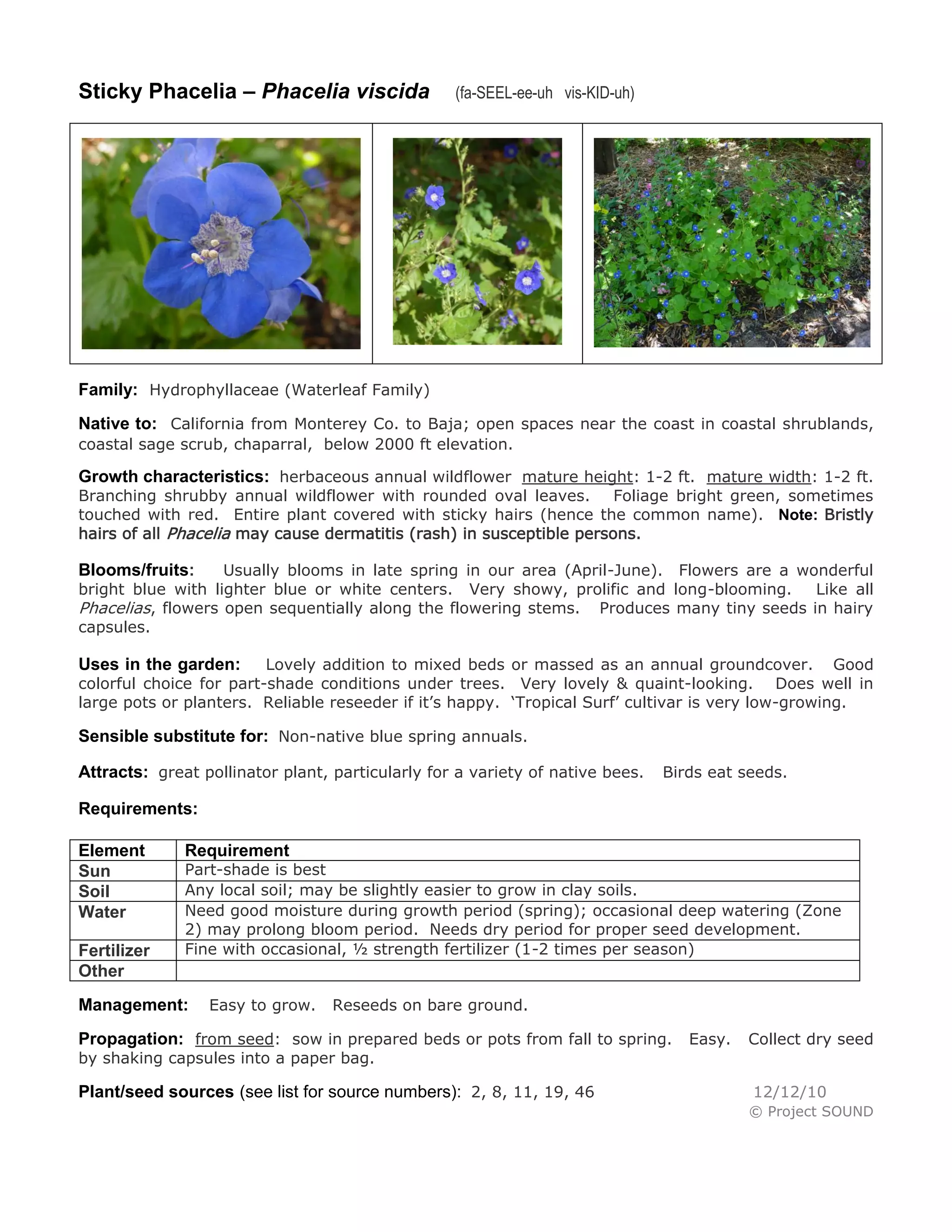 Gardening sheet phacelia viscida | PDF