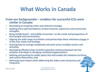 Comprehensive Community Initiatives to Reduce Poverty: Canadian Lessons ...