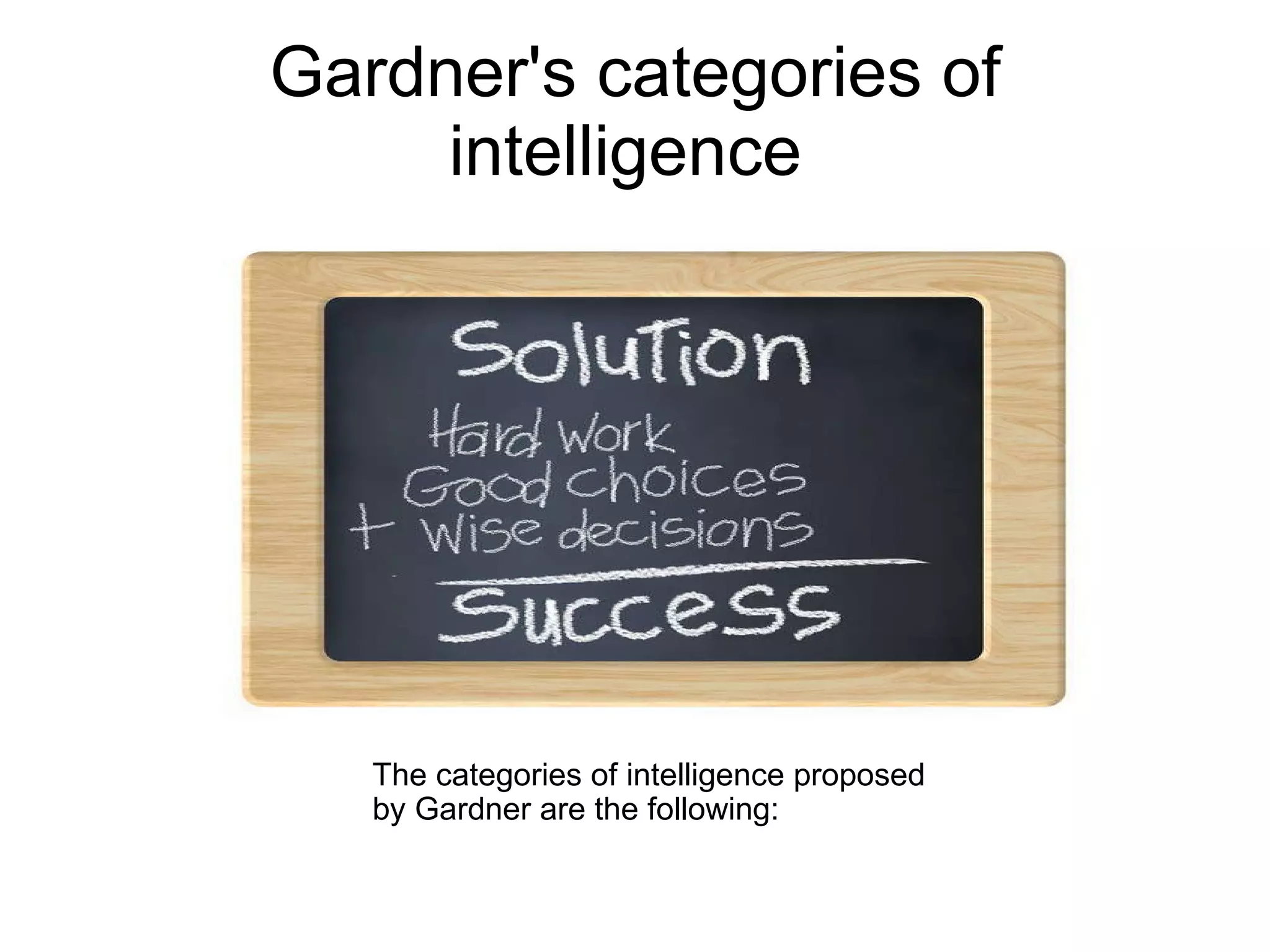 Gardners Categories Of Intelligence | PPT