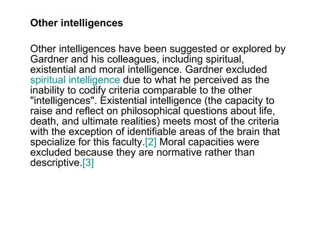 Gardners Categories Of Intelligence | PPT