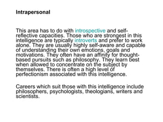 Gardners Categories Of Intelligence | PPT