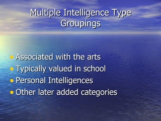 Gardners Multiple Intelligence Ppp 1 | PPT