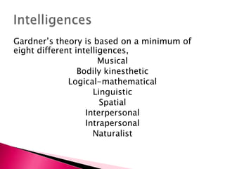 Gardner’s multiple intelligences | PPT