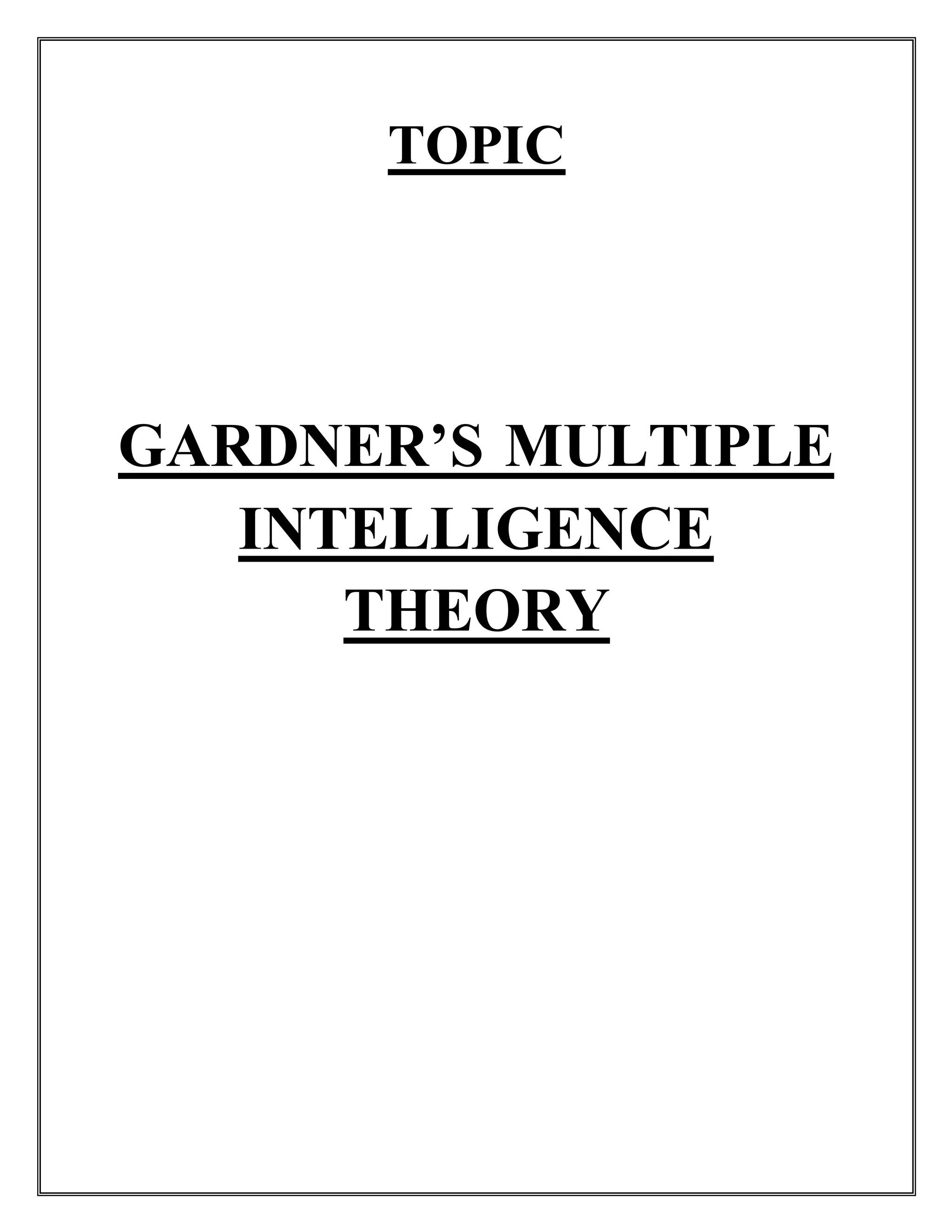 Gardners multiple intelligence theory | PDF