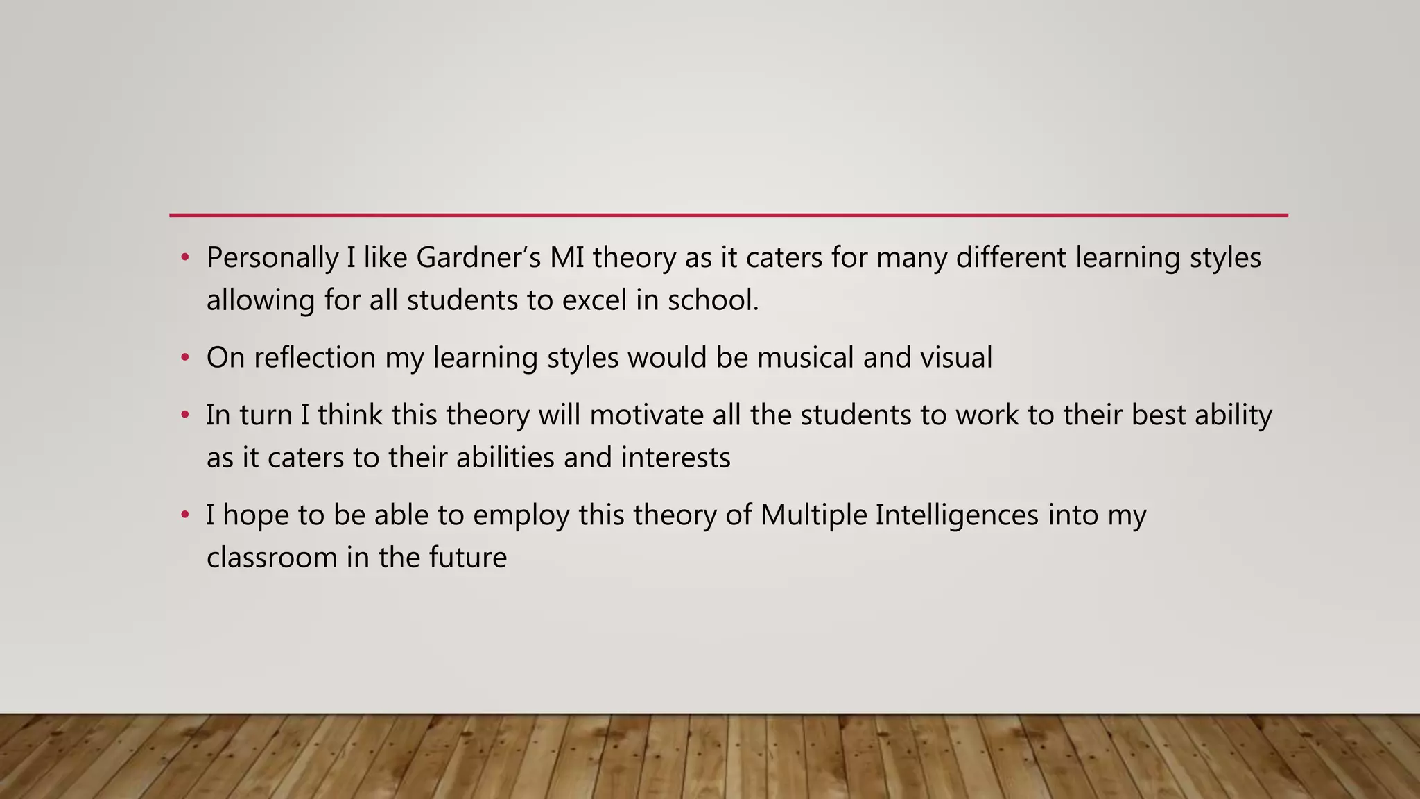 Gardners theory of multiple intelligences | PPTX | Educational ...