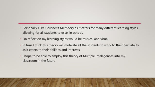 Gardners theory of multiple intelligences | PPTX | Educational Assessment | Education
