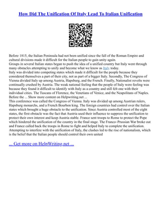 Garibaldi Unification Essay | PDF