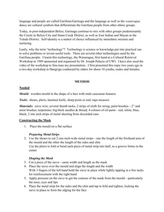 Garifuna Technology: Johncunu Mask Making Workshop 2018 | PDF | South ...