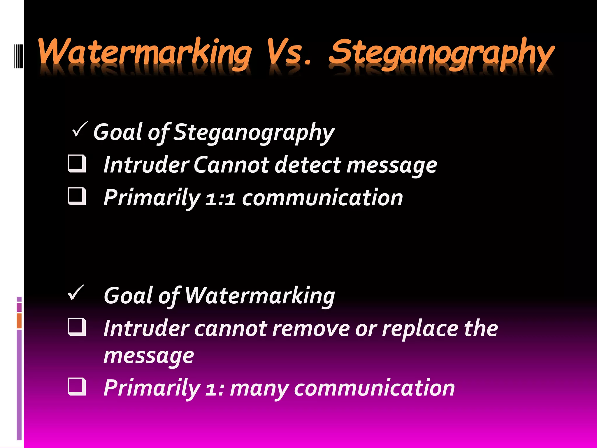 Cryptography and Steganography with watermarking | PPTX