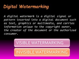 Cryptography and Steganography with watermarking | PPTX