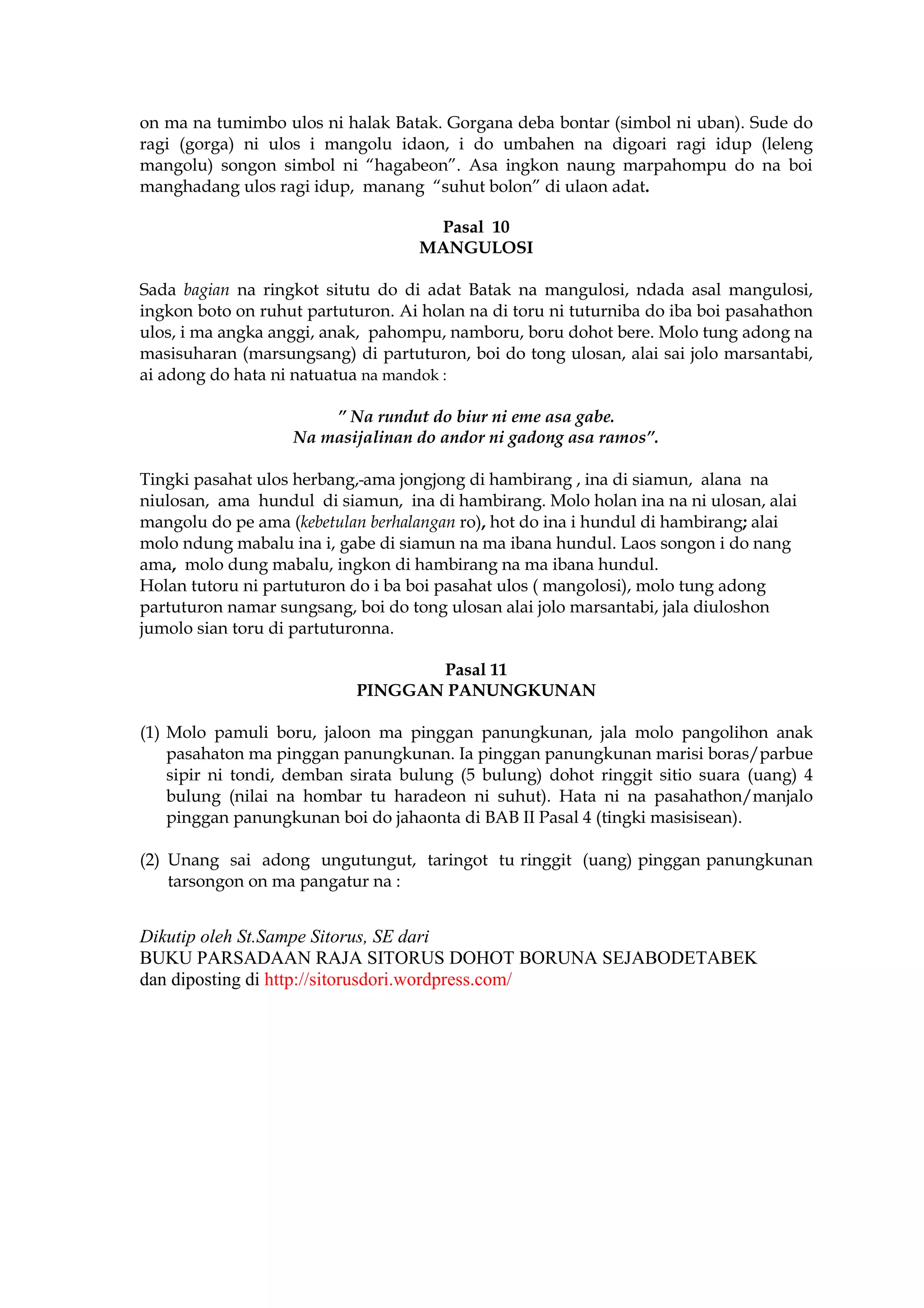 Garis besar-ruhut-paradaton-parsadaan-raja-sitorus-dohot-boruna-se ...