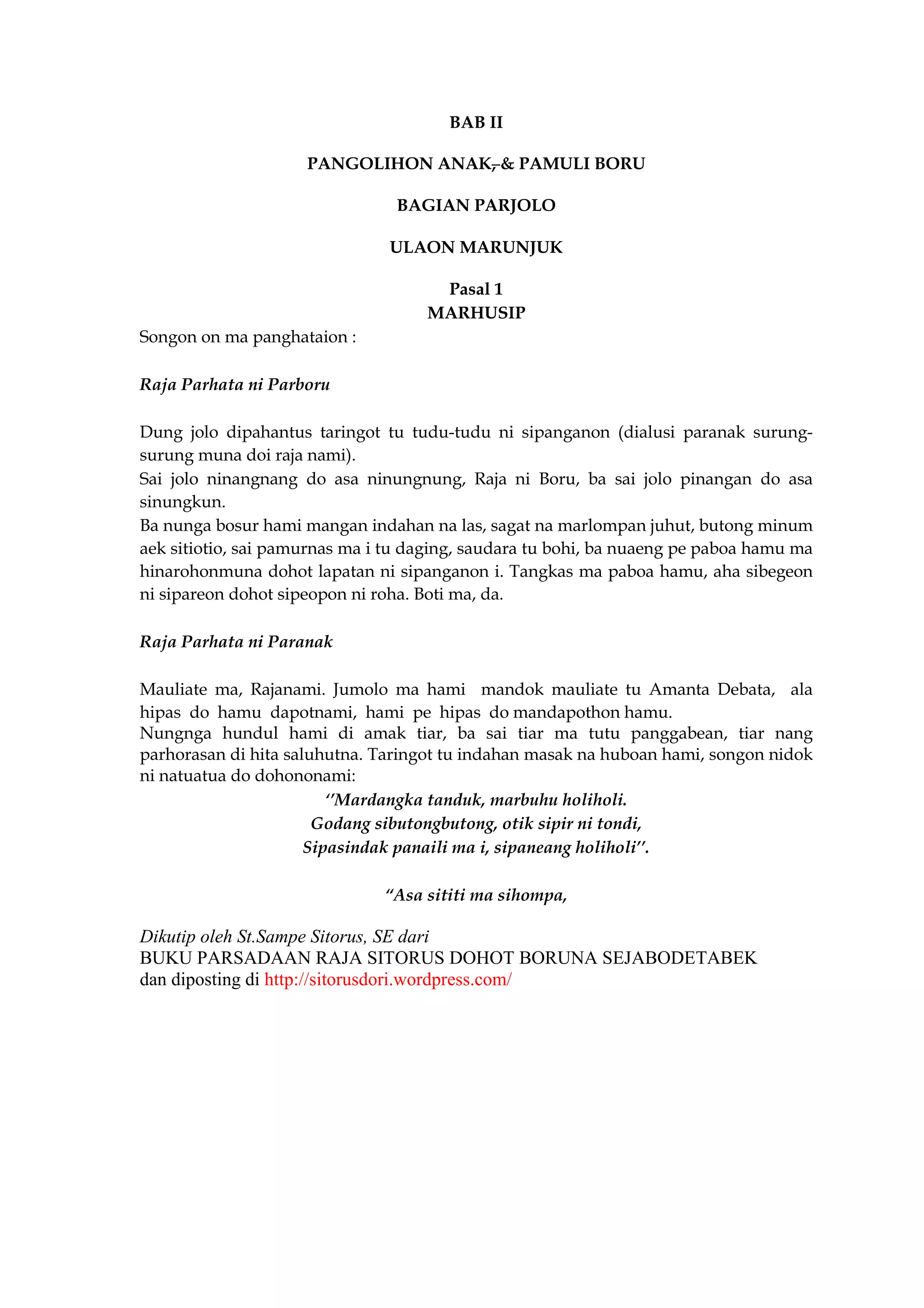 Garis besar-ruhut-paradaton-parsadaan-raja-sitorus-dohot-boruna-se ...