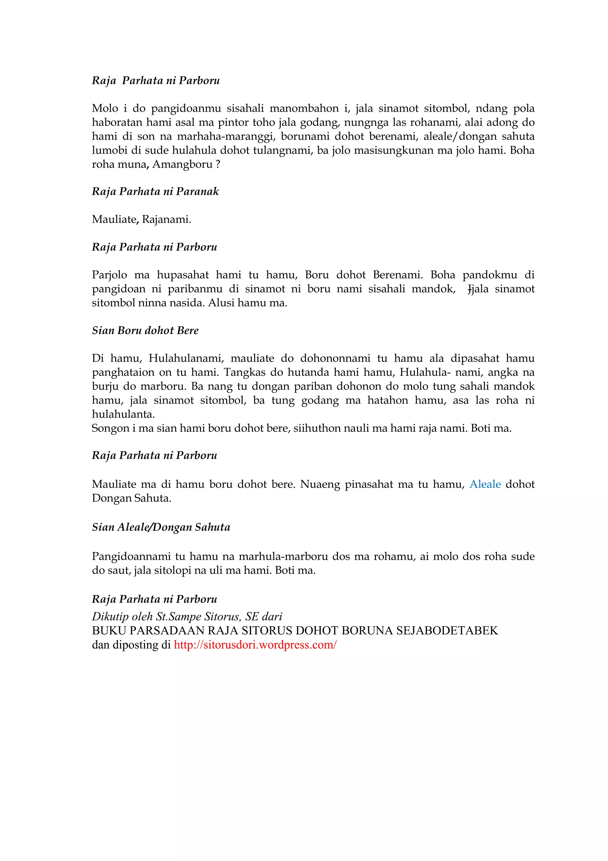 Garis besar-ruhut-paradaton-parsadaan-raja-sitorus-dohot-boruna-se ...