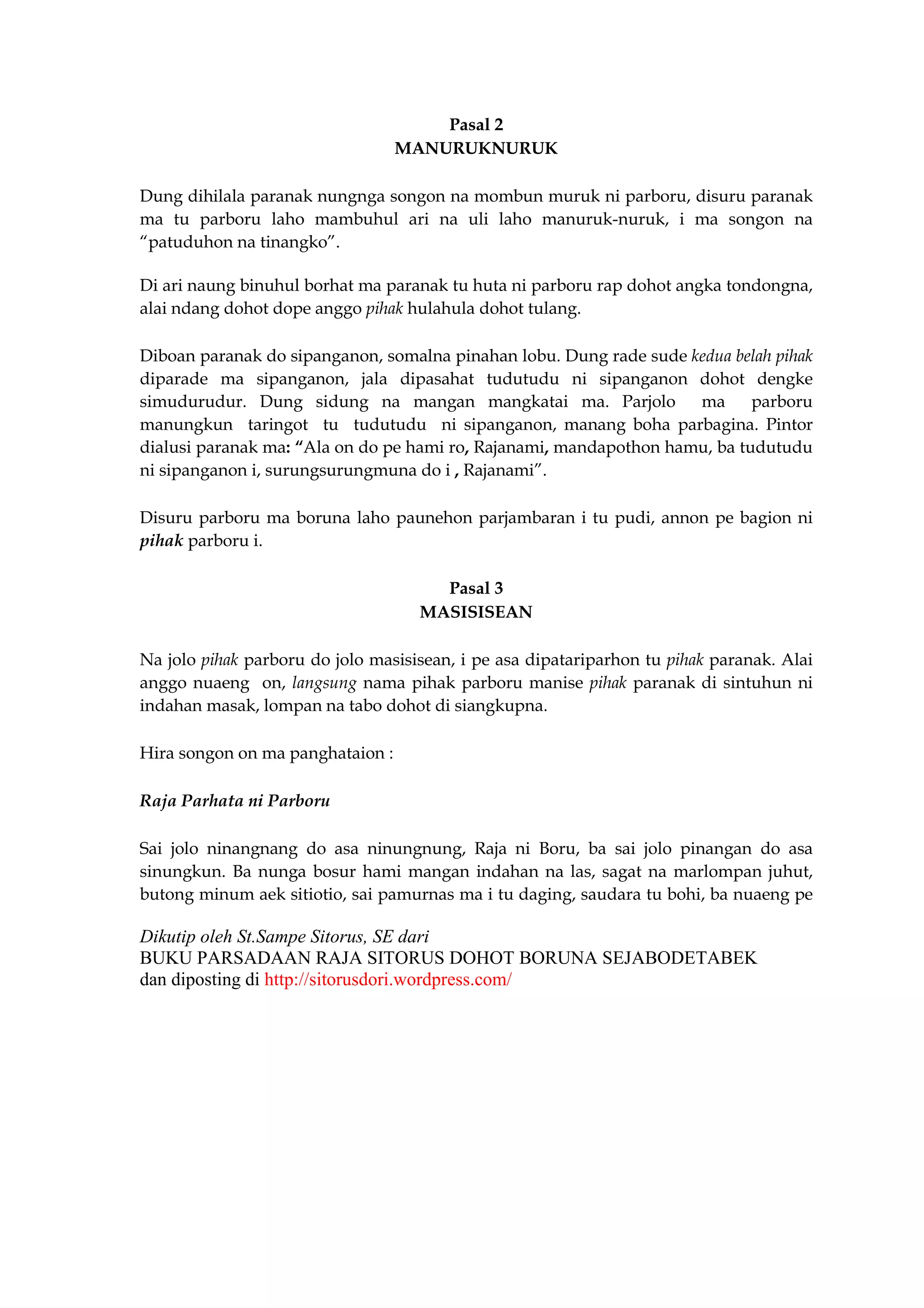 Garis besar-ruhut-paradaton-parsadaan-raja-sitorus-dohot-boruna-se ...