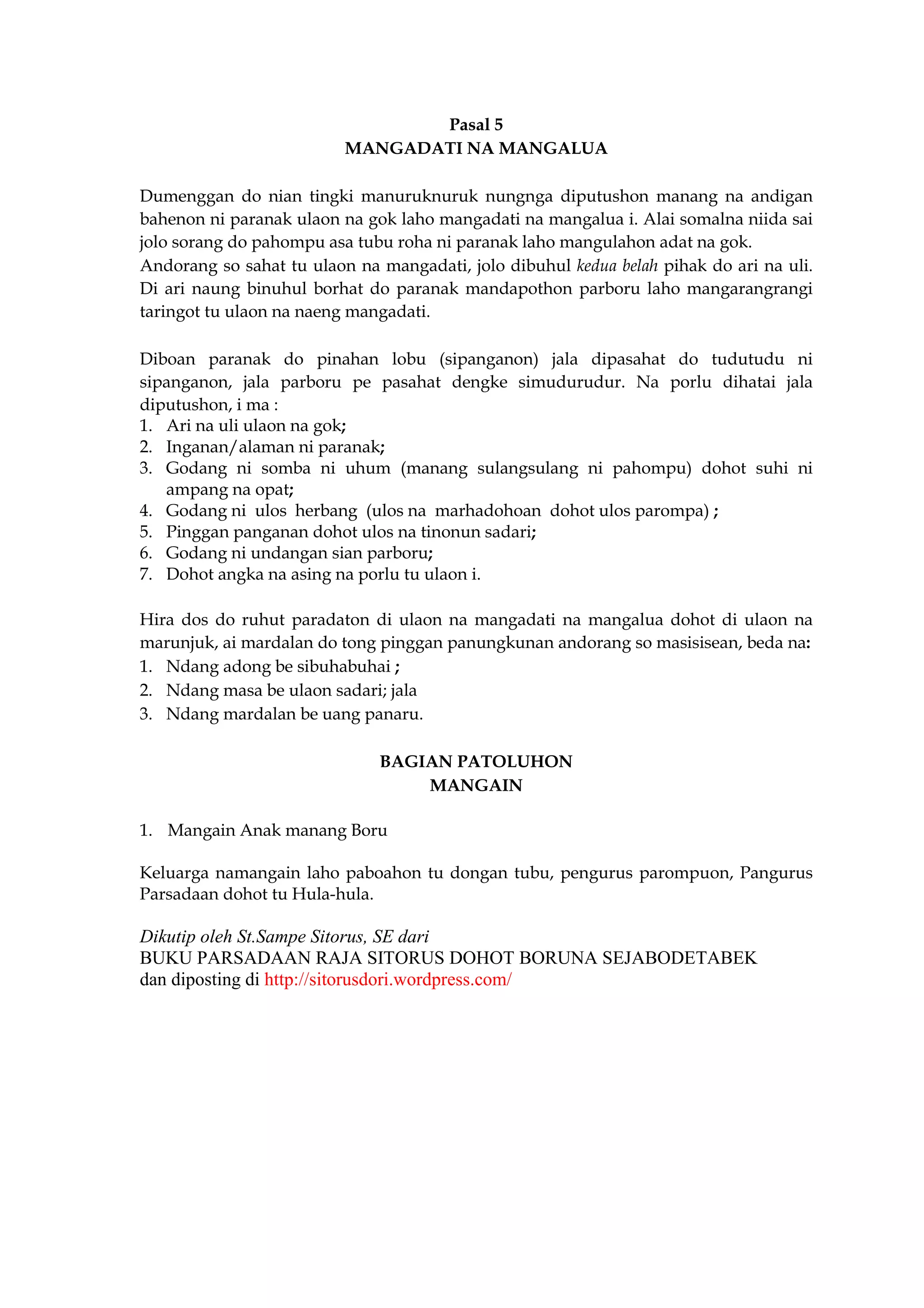 Garis besar-ruhut-paradaton-parsadaan-raja-sitorus-dohot-boruna-se ...